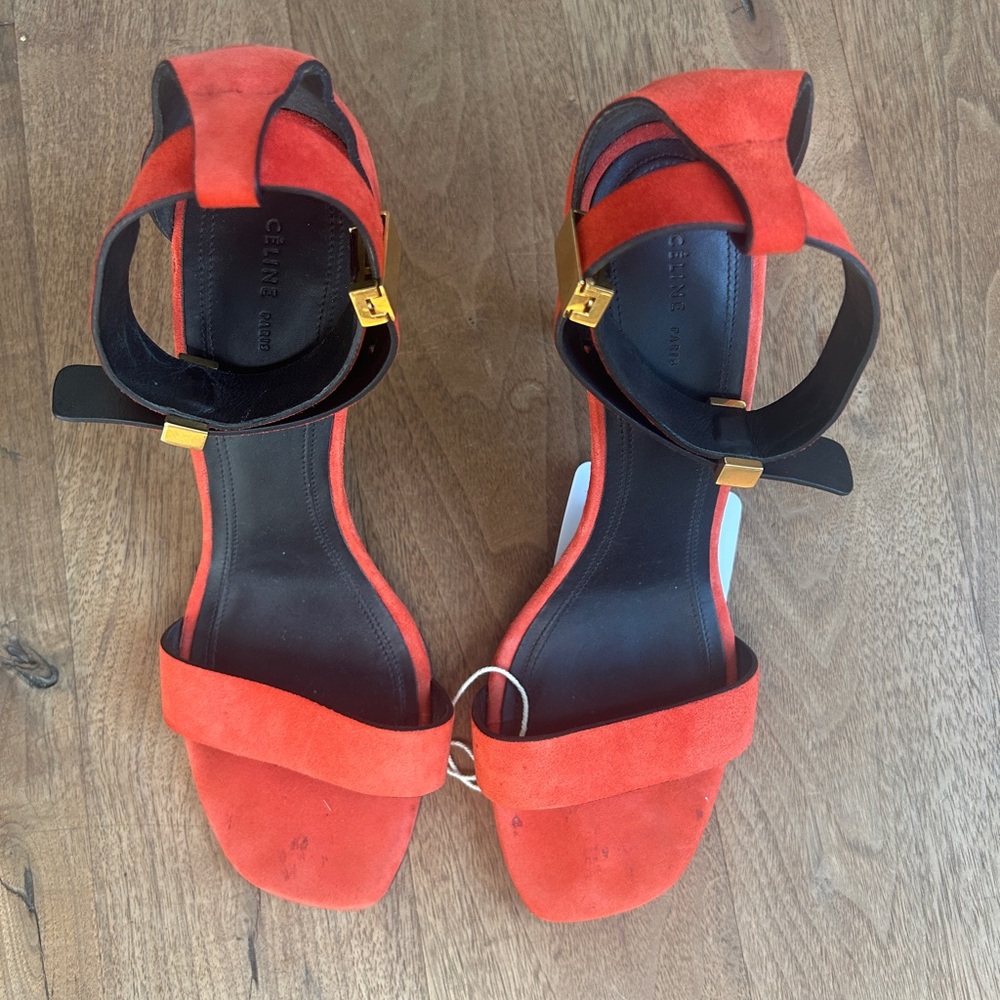 Authentic Celine Tomato Red Heels Pumps - Gem